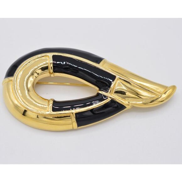 Givenchy | Jewelry | Givenchy Vintage Chunky Pin Brooch Logo Gold Black ...